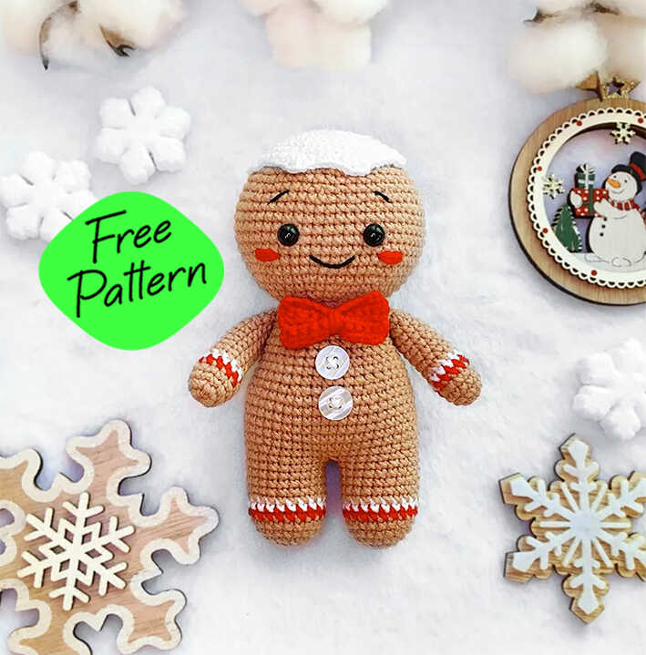 Free Crochet Gingerbread Man Pattern Little Ami Gingerbread Man