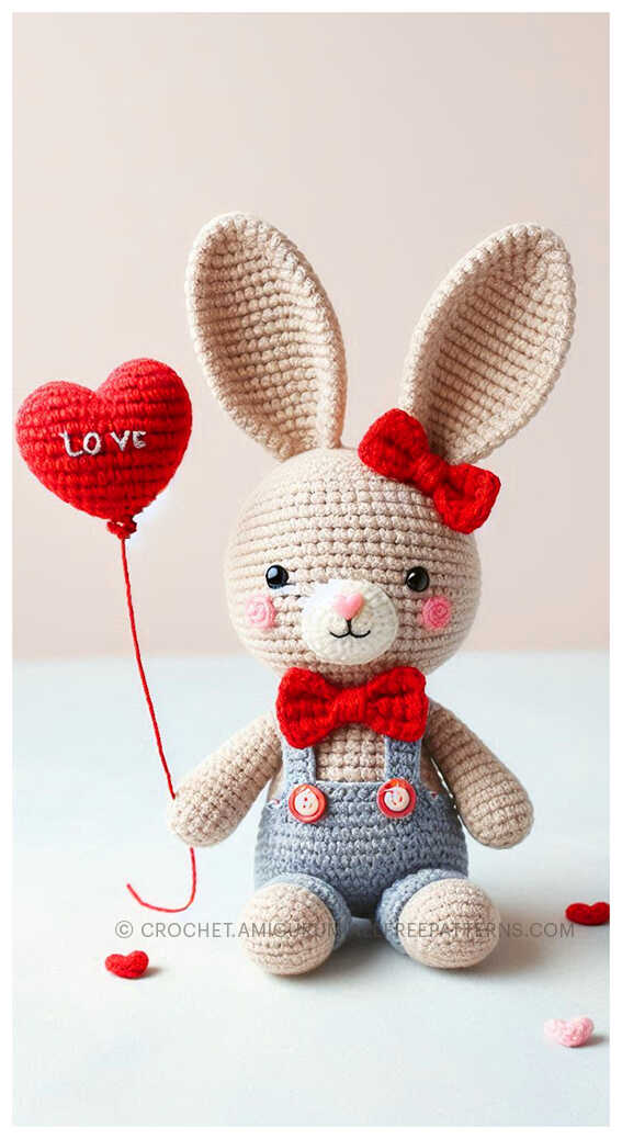 Amigurumi Valentine Bunny Free Crochet Pattern - Amigurumi